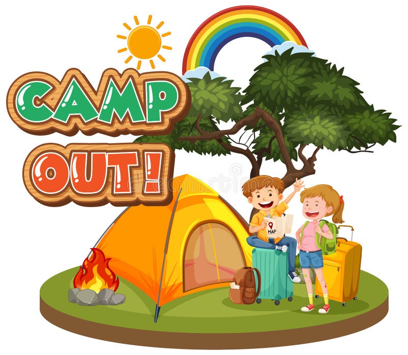 Font Design for Camp Out with Tent in the Park Stock Vector ...