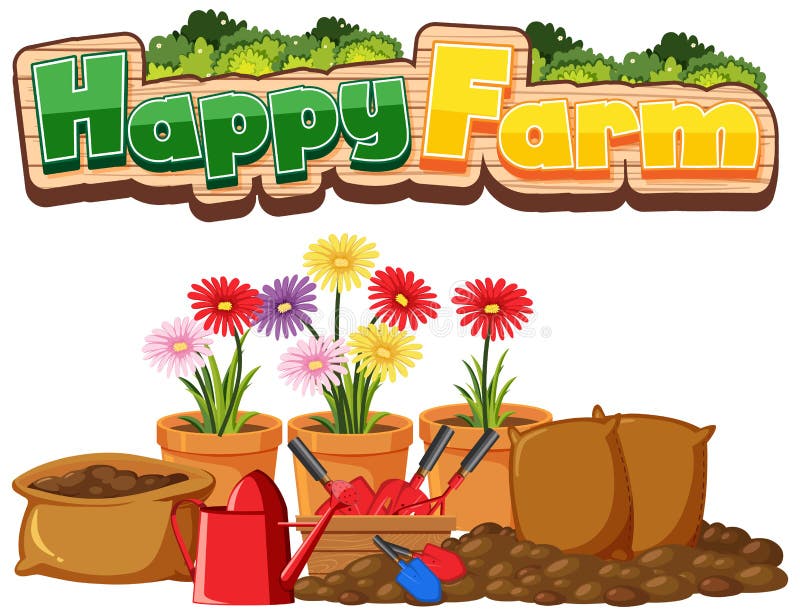 Font Design for Happy Farm on White Background Stock Vector ...