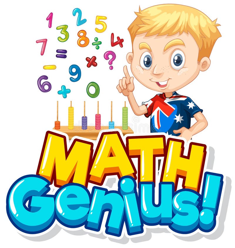 Font Design for Math Genius with Boy and Numbers Stock Vector ...