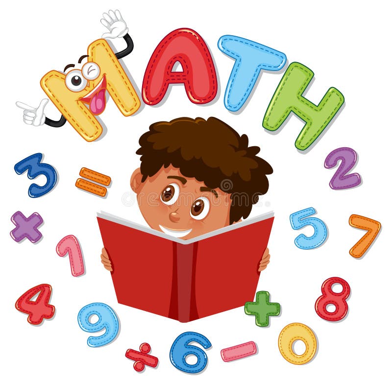 Font Design for Math with Girl and Numbers Stock Vector - Illustration ...