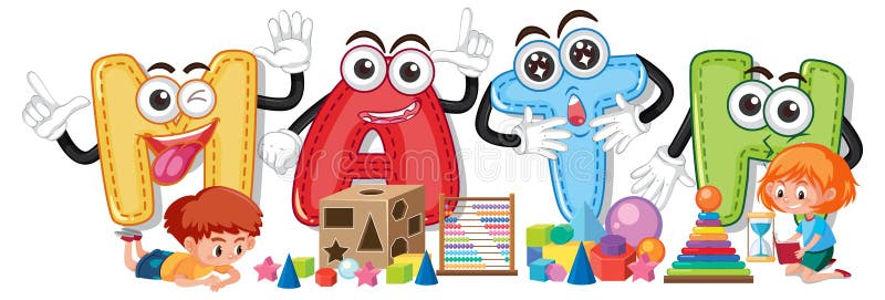 Font Design for Math and Happy Children Stock Vector - Illustration of ...
