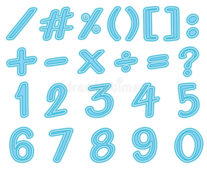 Font Design for Numbers in Blue Stock Illustration - Illustration of ...