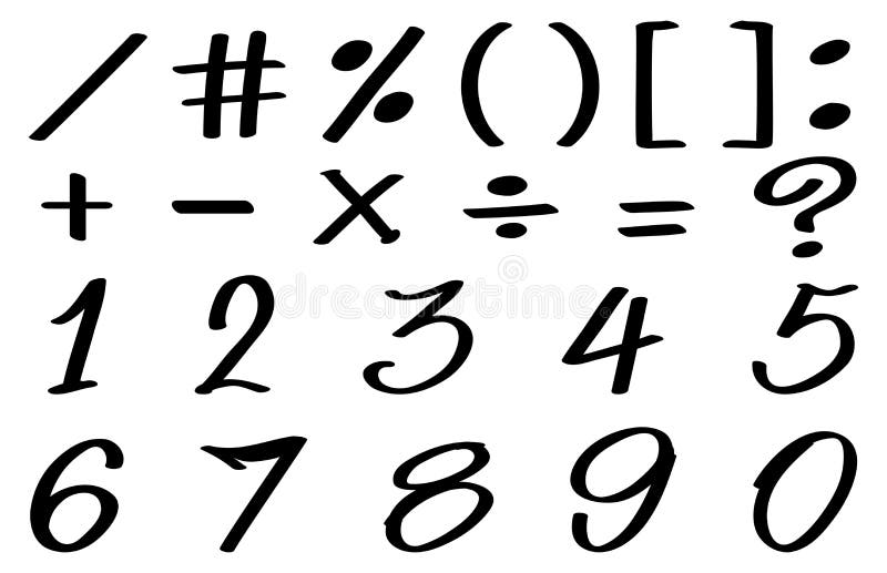Font Design for Numbers and Math Signs Stock Vector - Illustration of ...