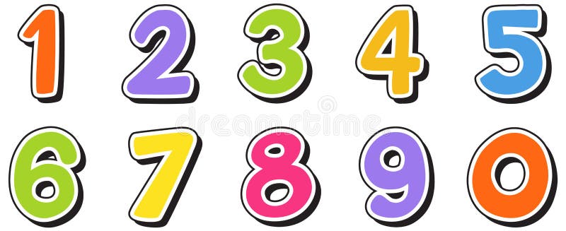 Font Design for Numbers One To Zero on White Background Stock Vector ...