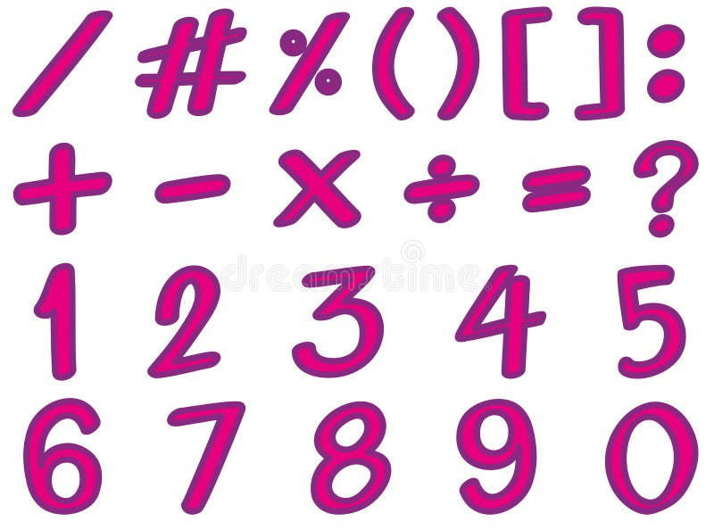 Font Design for Numbers and Signs Stock Vector - Illustration of five ...