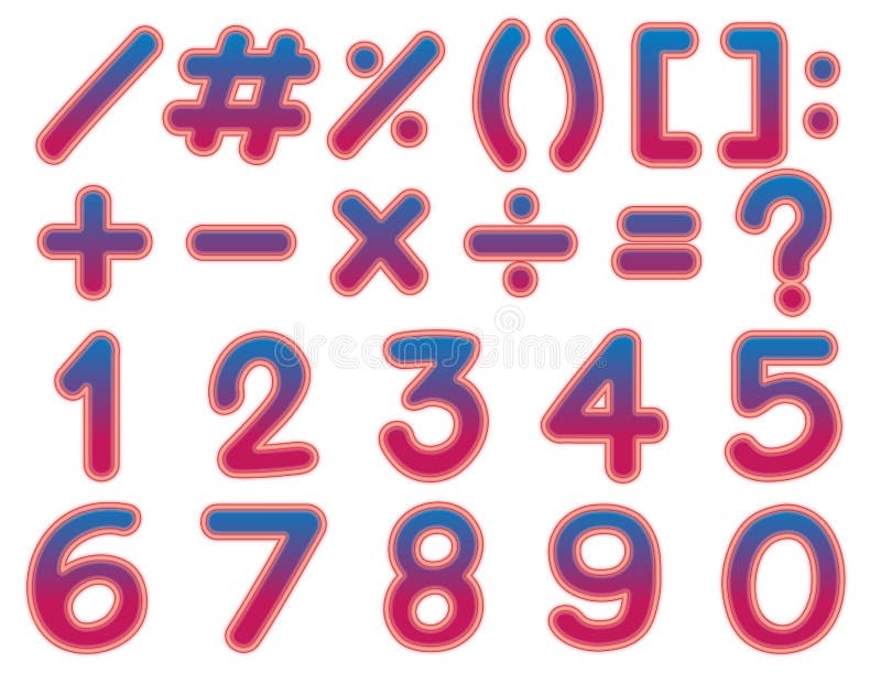 Font Design for Numbers and Signs in Pink Color Stock Vector ...