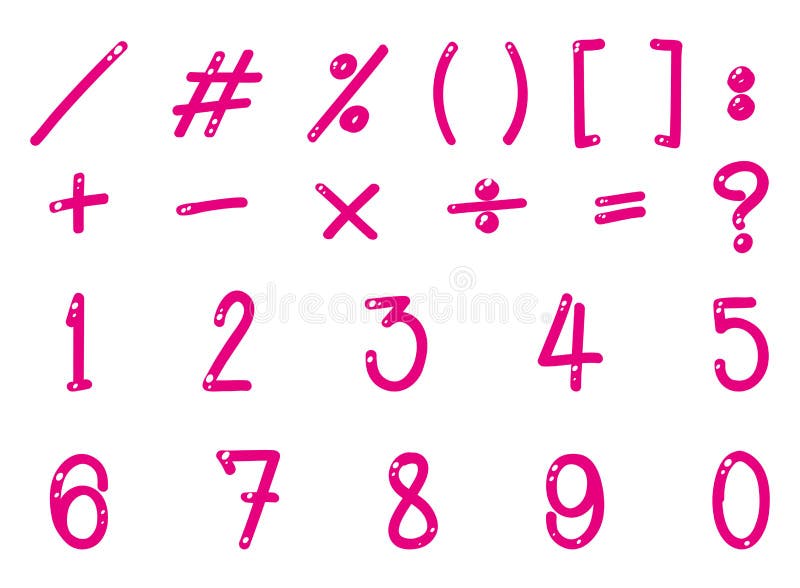 Numbers Math Signs Pink Color Stock Illustrations – 14 Numbers Math ...