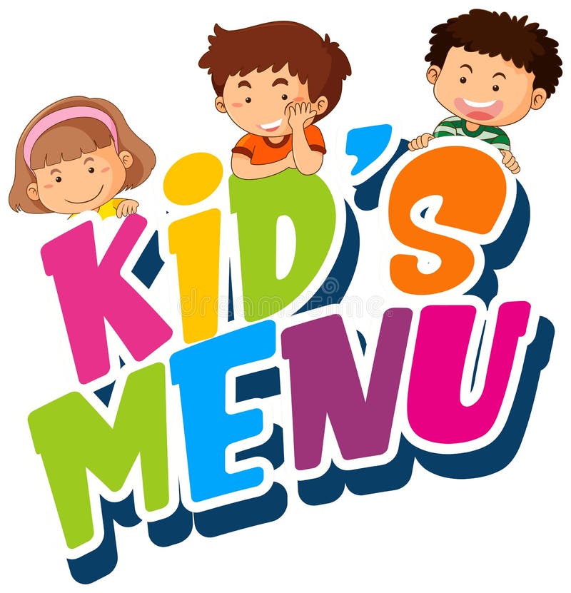 Font Design for Word Kids Menu with Happy Kids Stock Vector ...