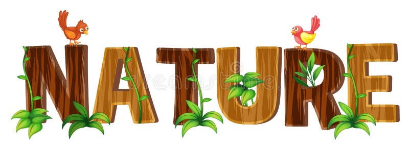 Font Design with Word Nature Stock Vector - Illustration of green ...