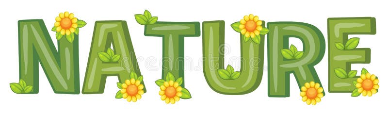 Font Design with Word Nature Stock Vector - Illustration of green ...