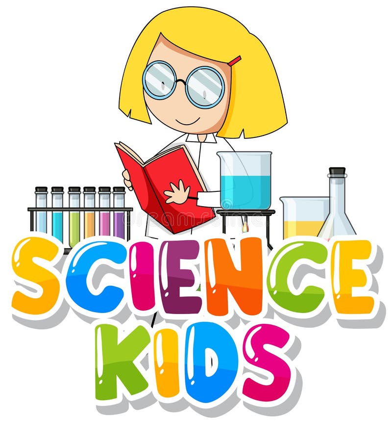 Font Design for Word Science Kids with Kid in the Lab Stock Vector ...