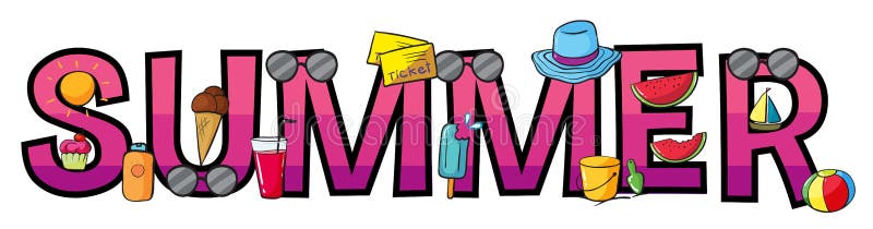 Word Summer with Colourful Letters Stock Illustration - Illustration of ...