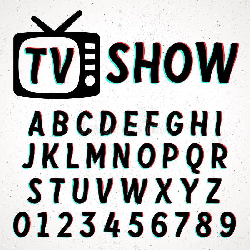 Font with Glitch and 3D Effect Stock Vector - Illustration of screen ...