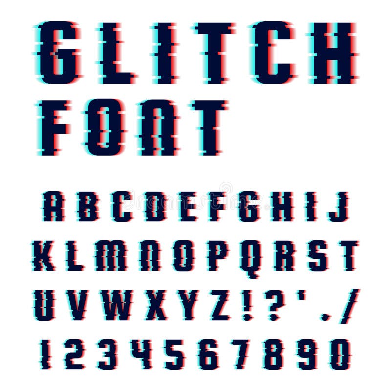 Font in glitch style. stock vector. Illustration of displacement ...