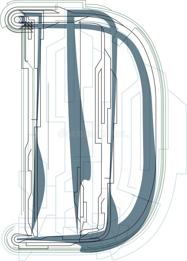 Font illustration LETTER D stock vector. Illustration of draw - 101592515