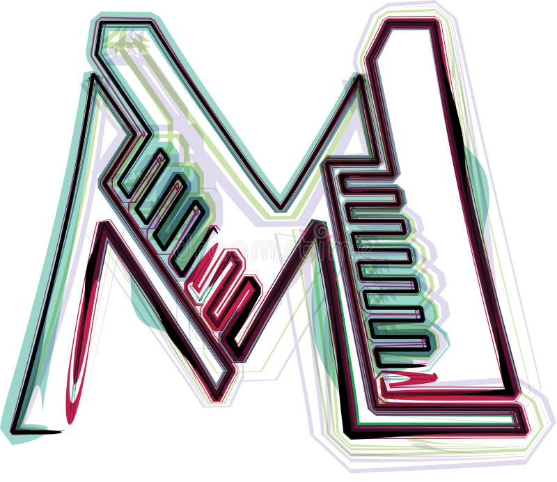 Font Illustration Letter M stock vector. Illustration of drawing ...