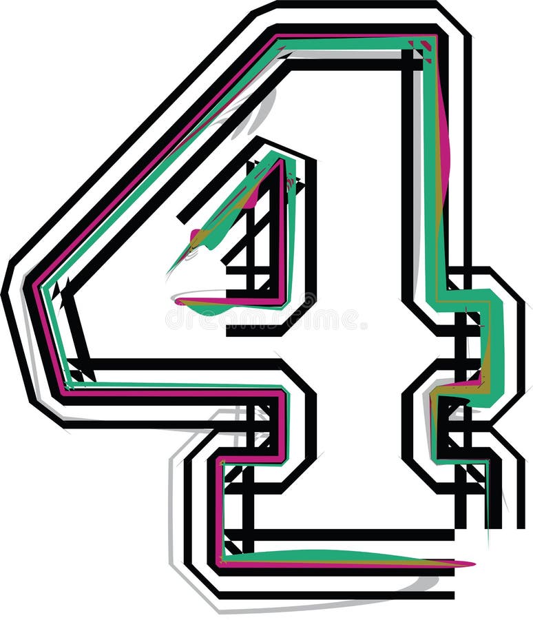 Font illustration NUMBER 4 stock vector. Illustration of grunge - 102242736