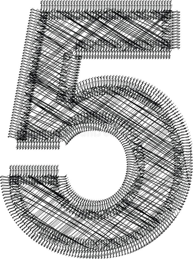 Font Illustration NUMBER 5 stock vector. Illustration of hand - 102282041