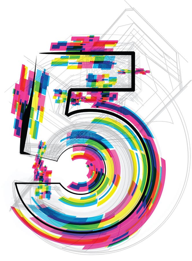 Font Illustration. Number 5 Stock Vector - Illustration of doodle ...