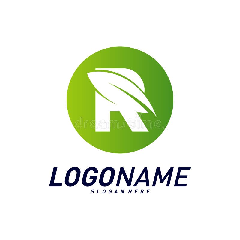 Font with Leaf Logo Design Concepts. Nature Letter R Logo Icon Vector ...
