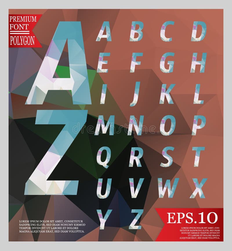 Font Low Poly and Background Full Color of Geometric Shapes. Col Stock ...