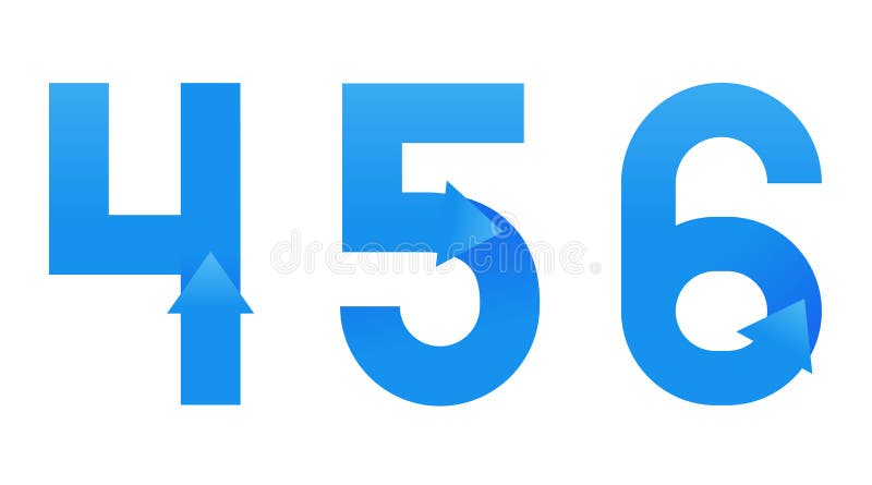 Font Number Design with Blue Gradient Arrow. Flat Logo Design. Vector ...