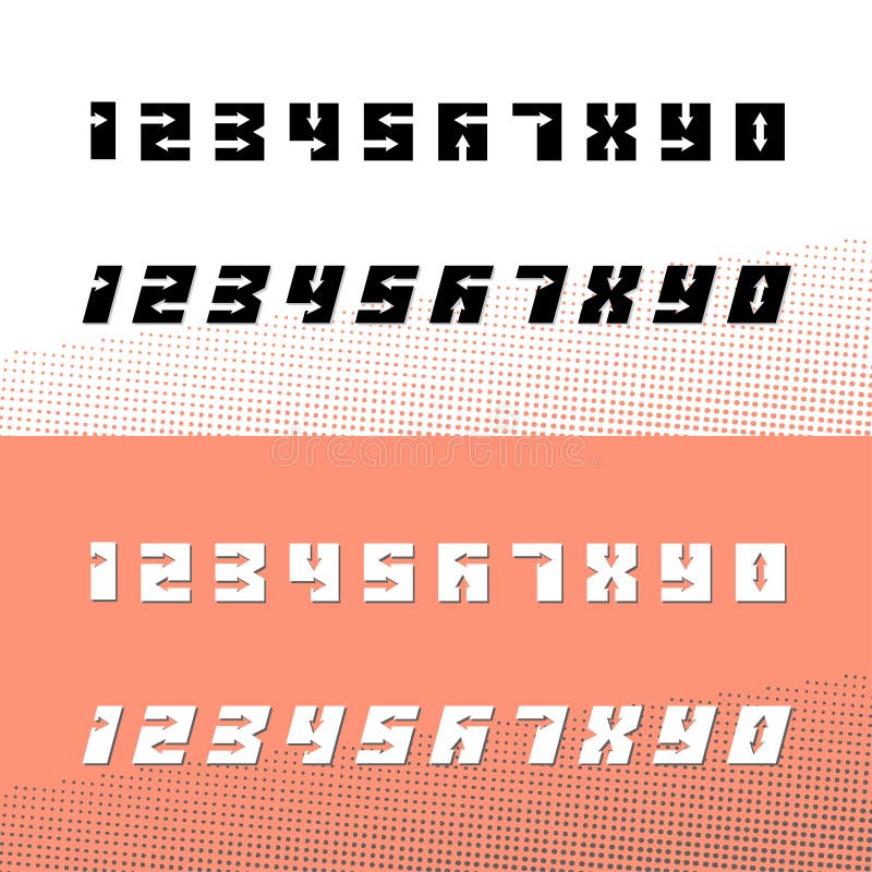 Font of Numbers Arrow Counterform. Decorative Design Elements Fo Stock ...