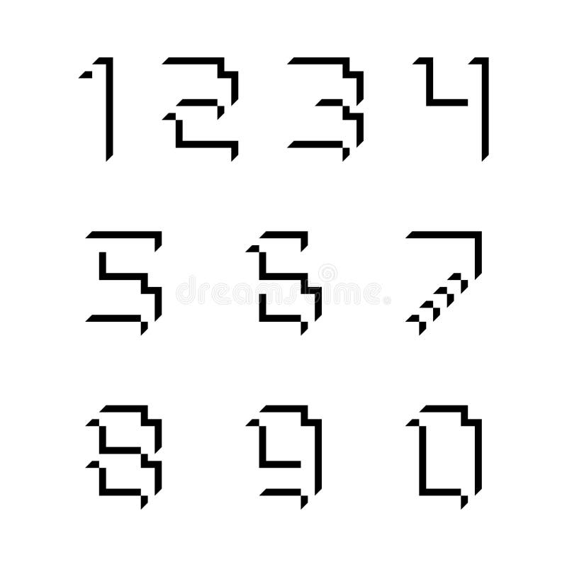 Font Numbers Cubic with Shadows Red Color. Vector Illustration Stock ...