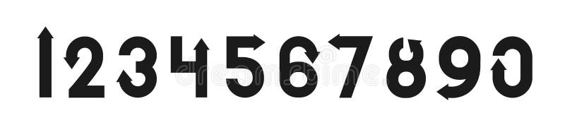 Font Numbers Design with Black Arrow. Flat Logo Design Stock Vector ...