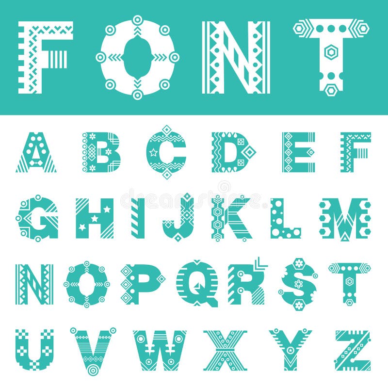 Font with Ornament. Typeface of Latin Letters Stock Vector ...