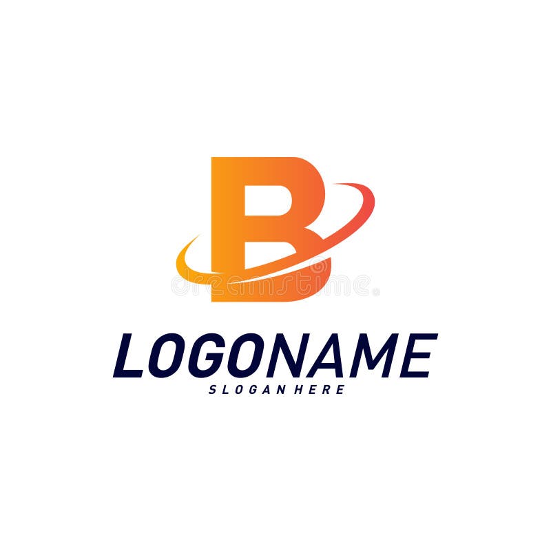 Font with Planet Logo Design Concepts. Letter B Logo Icon Vector ...