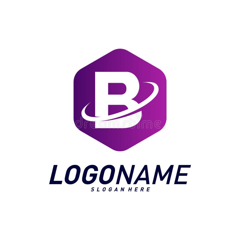 Font with Planet Logo Design Concepts. Letter B Logo Icon Vector ...