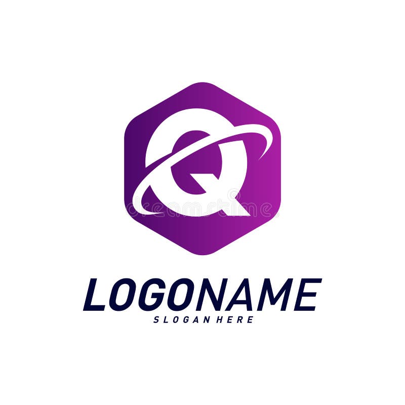 Font with Planet Logo Design Concepts. Letter Q Logo Icon Vector ...