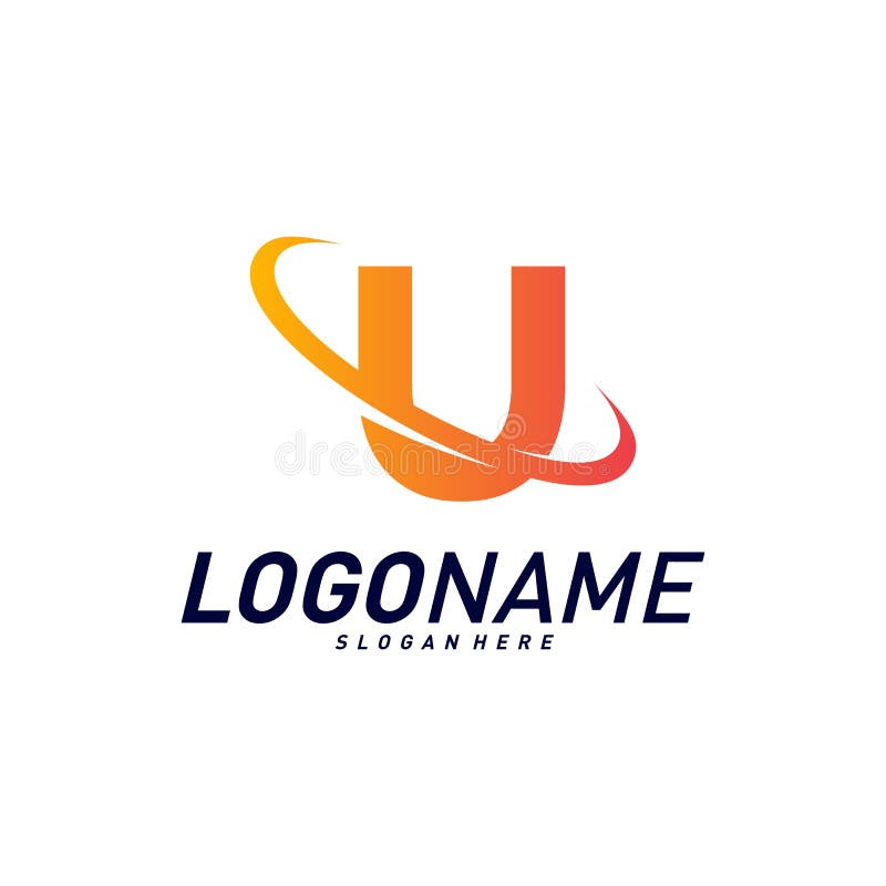 Font with Planet Logo Design Concepts. Letter U Logo Icon Vector ...