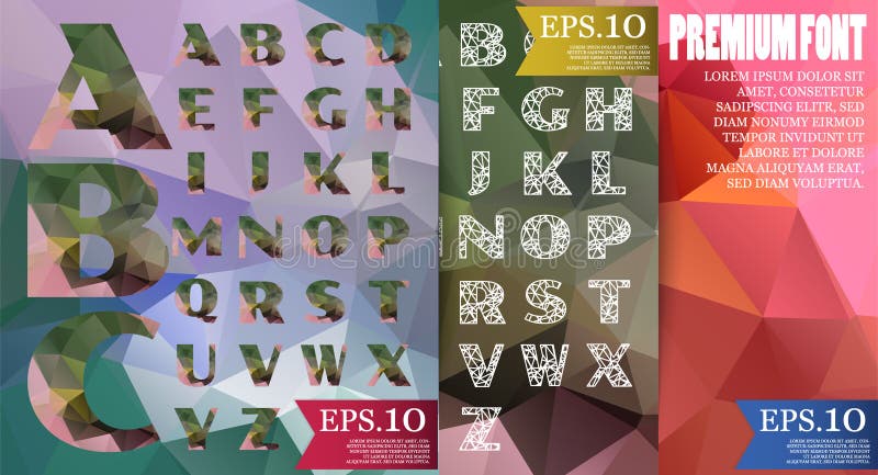 Font Polygonal Geometric Design and Pattern Abstract Color Background ...