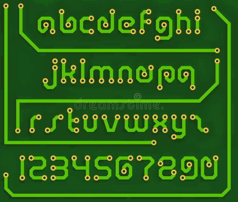 Alphabet Print Circuit Board in the Form of Letters. Vector Font ... Alphabet Print Circuit Board in the Form of Letters. Vector Font ...