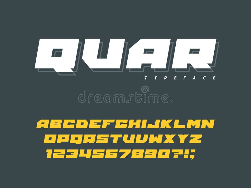 Square Block Font. Latin Alphabet Letters and Numbers. 3d Font Stock ...