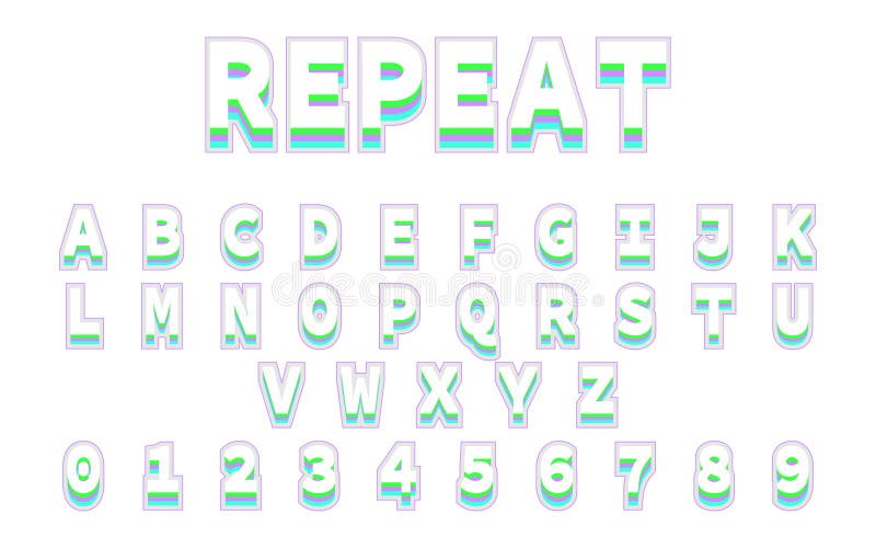 Font in Repeat Design. Reto Bold Font. Alphabet in Colorful Trending ...