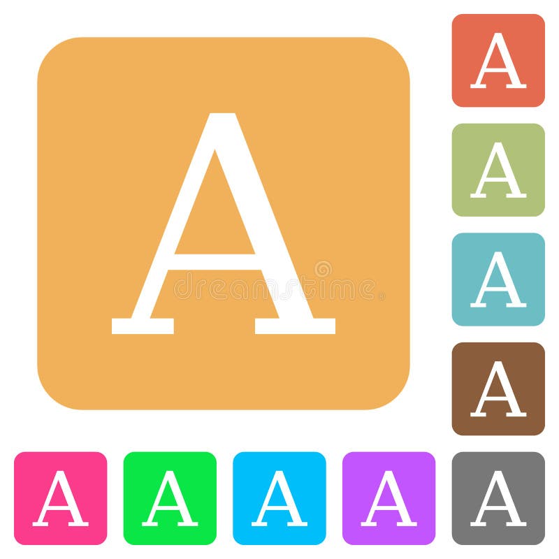 Font Rounded Square Flat Icons Stock Vector - Illustration of orange ...