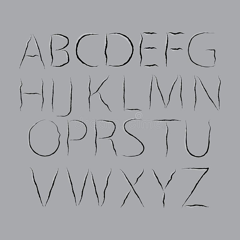 Font from scratched paper stock illustration. Illustration of paint ...