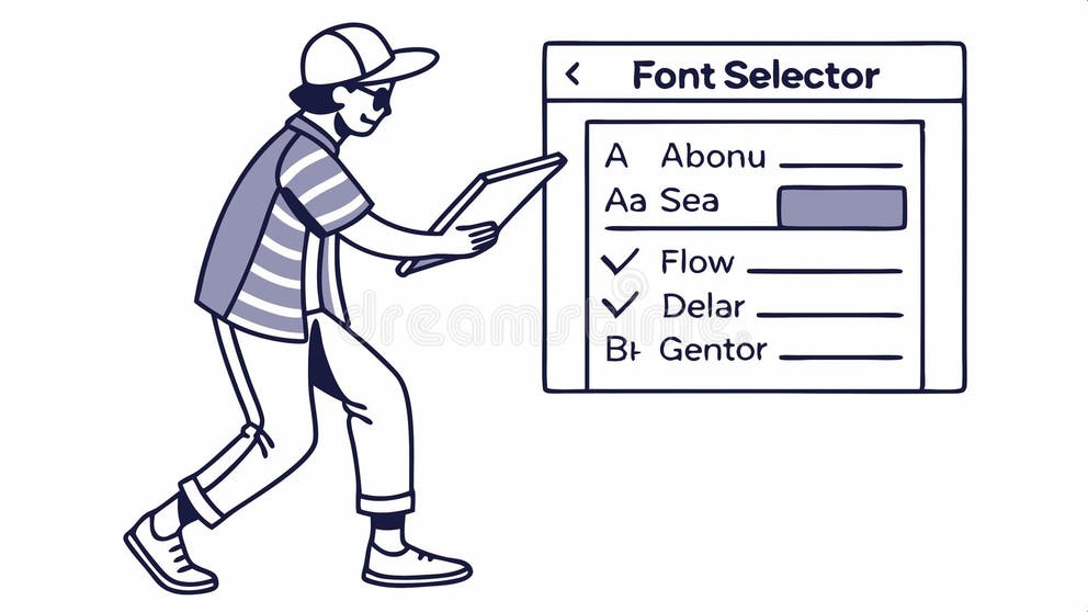 Font Selector Dropdown Menu, Typography Selection, Text Style, Font Options, UI Design Vector ...