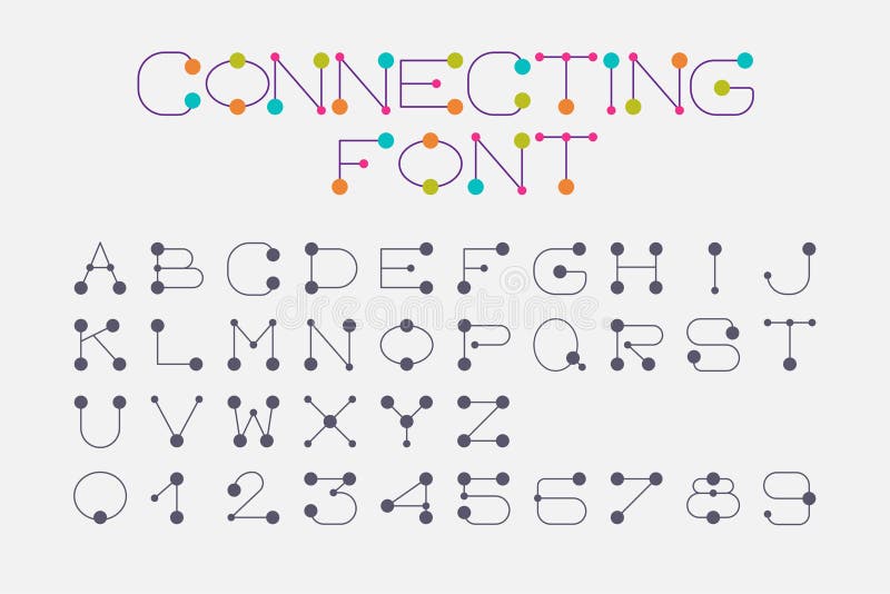 Font Set Design Using Dot and Connecting Line Style. Stock Vector ...