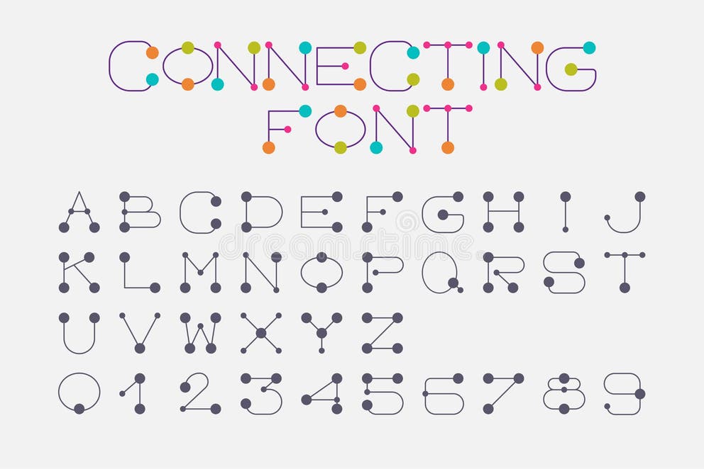 Font Set Design Using Dot and Connecting Line Style. Stock Vector ...
