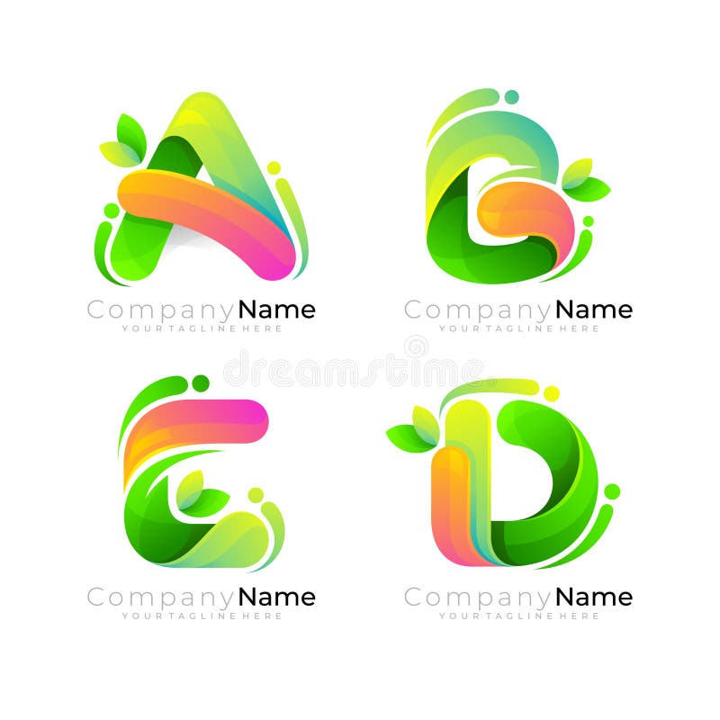 Font Set Logo with Nature Design Vector, Letter Logo Stock Vector ...