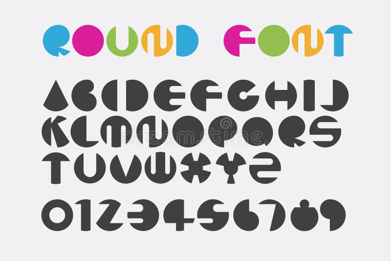 Font Set Using Circle Shape To Create Round Letters. Stock Vector ...