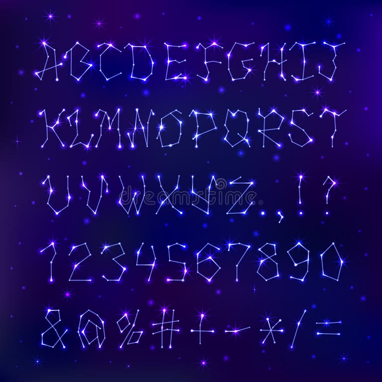 Font Space Constellation Alphabet Typeface Script Star Geometry Design ...