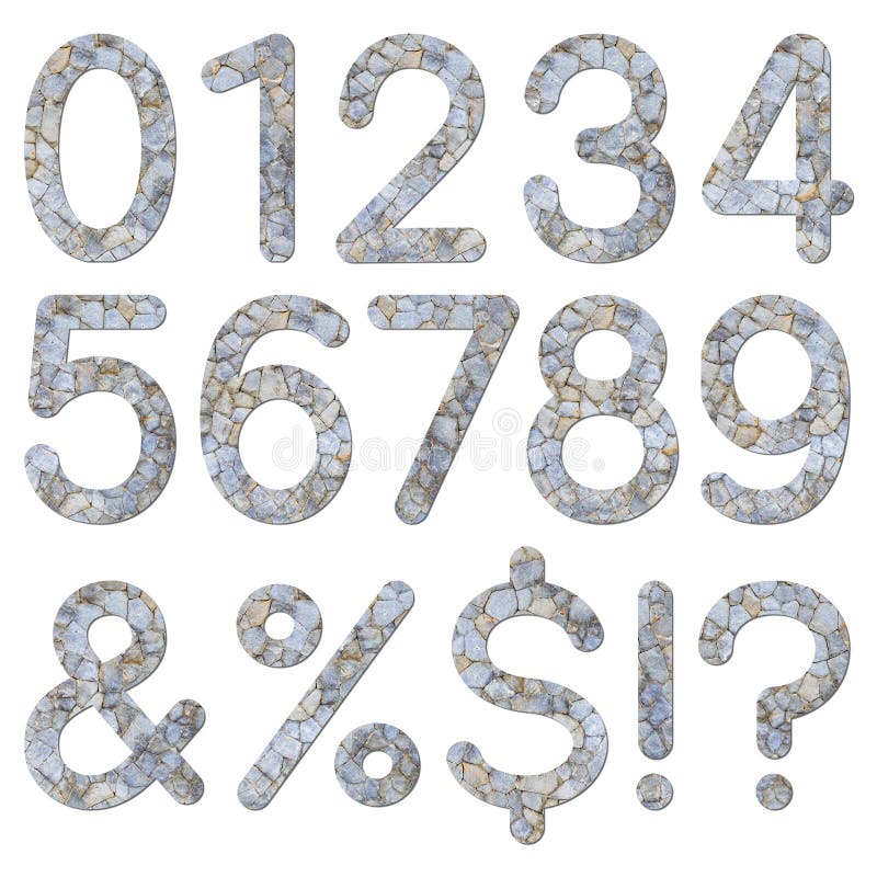 Font Stone Wall Texture Numeric 0 To 9 Stock Photo - Image of sevent ...