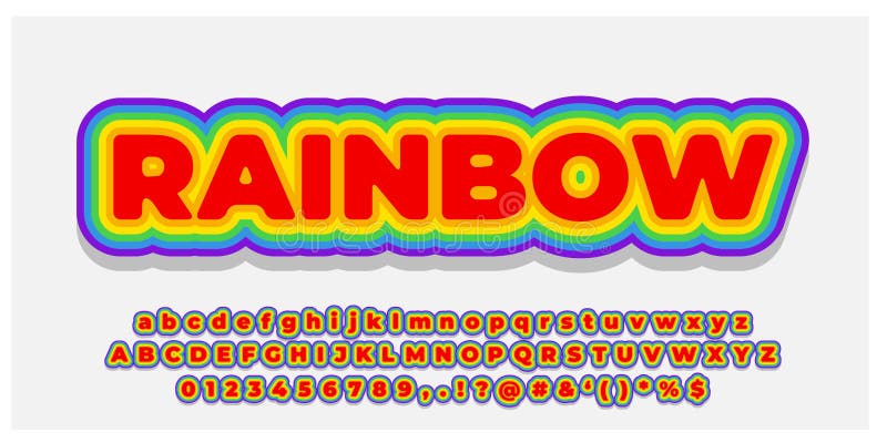 Font Style 3d Effect Rainbow Color Design Template Stock Vector ...