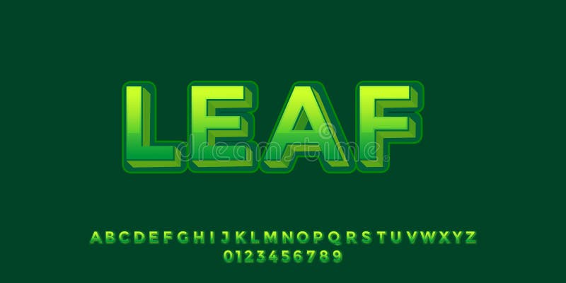 Font Style Gradient Green 3d Design Templates Stock Vector ...