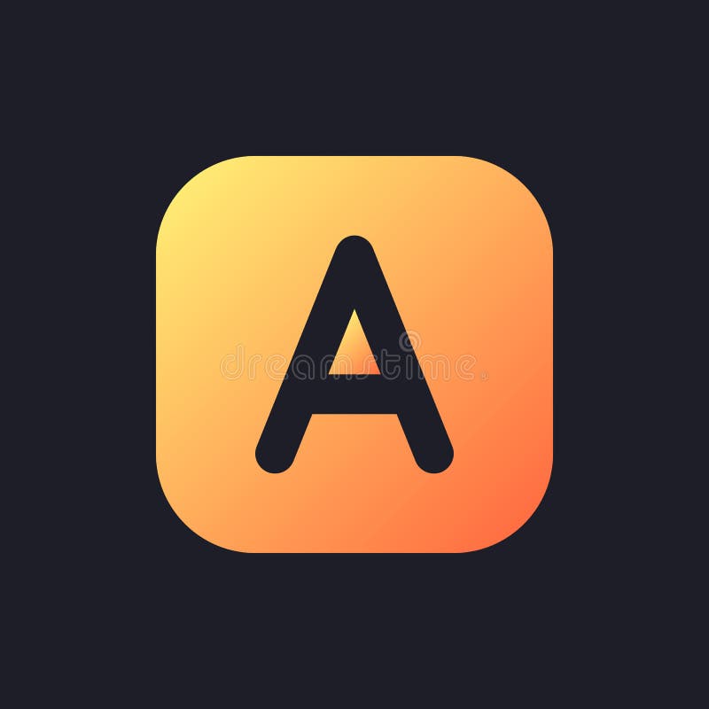 Font Style Orange Solid Gradient Ui Icon for Dark Theme Stock Vector ...